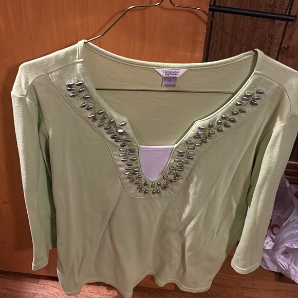 Christopher & Banks | Tops | Christopher Banks Light Green Embellished ...